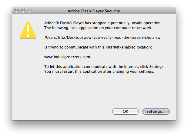 Adobe Flash Player Security Error: Unable to Communicate with Internet-enabled Location - Techyv.com